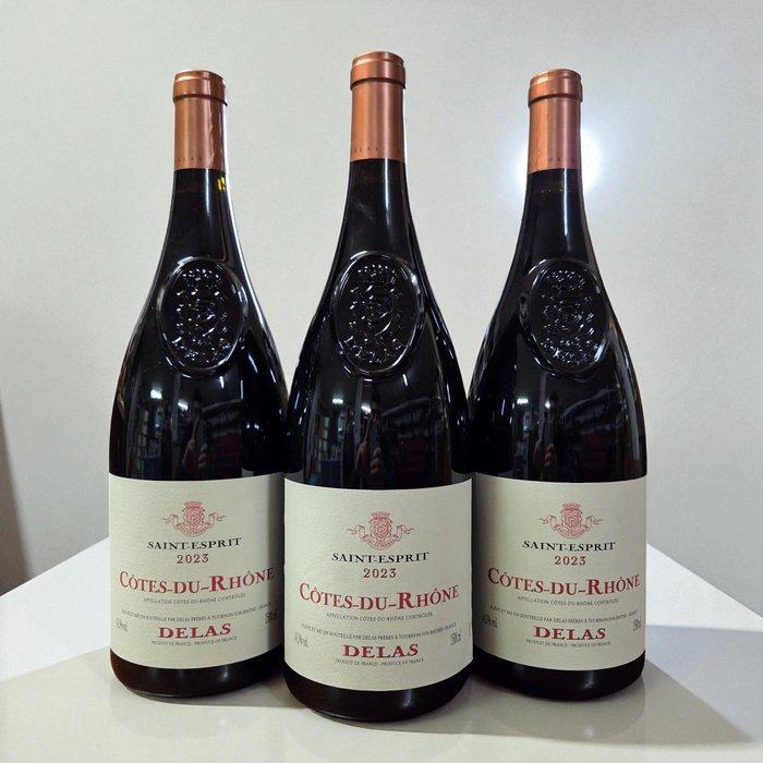 ≥ 2023 Delas, Côtes-du-Rhône, Saint-Esprit - Rhône - 3 Magnums — Wijnen ...